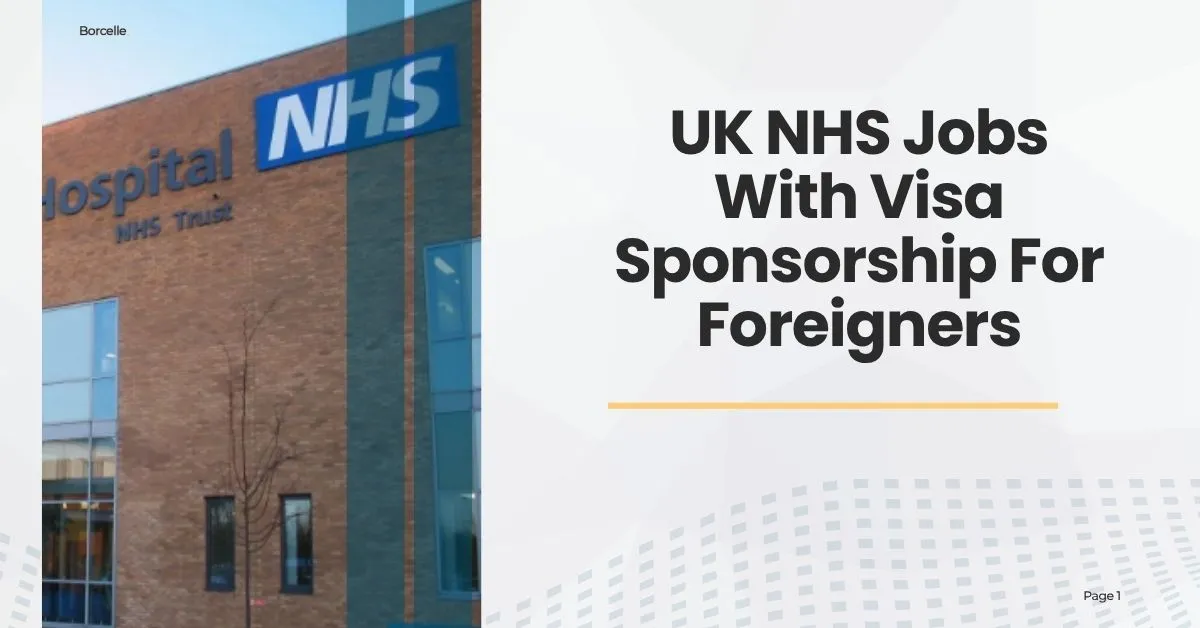 UK NHS Jobs With Visa Sponsorship For Foreigners 2026