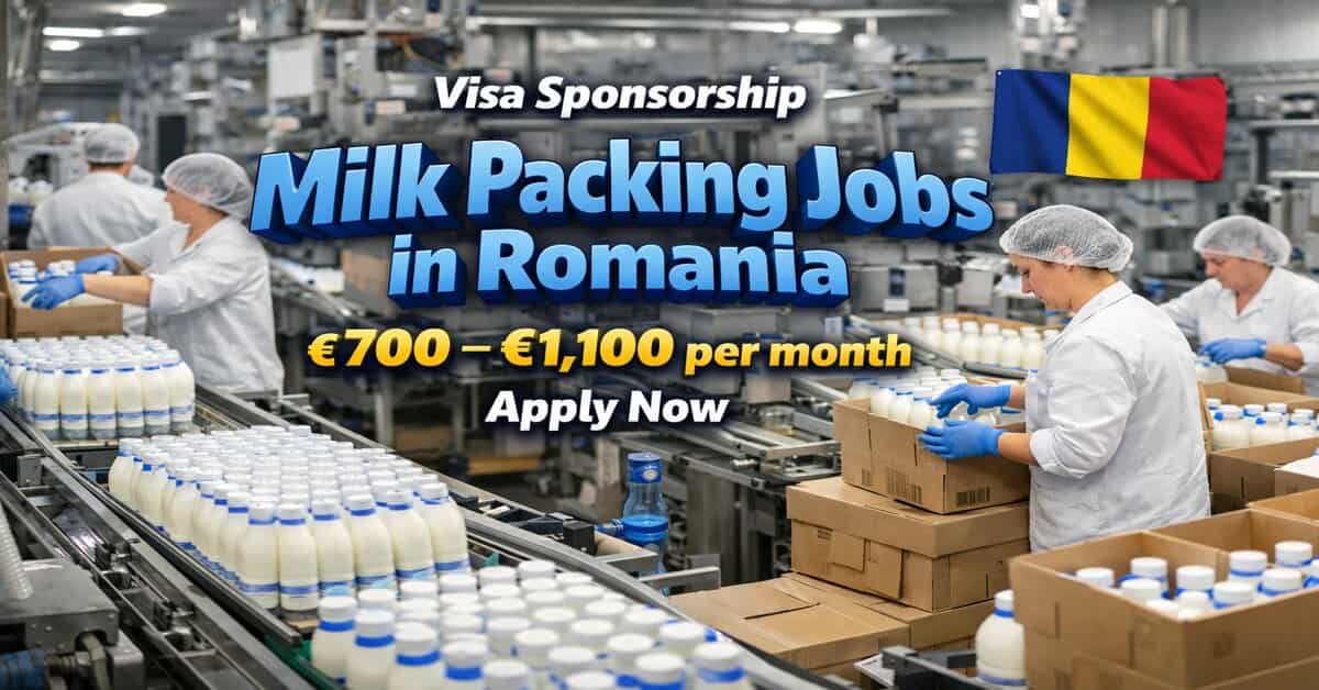 Visa Sponsorship Milk Packing Jobs in Romania 2026